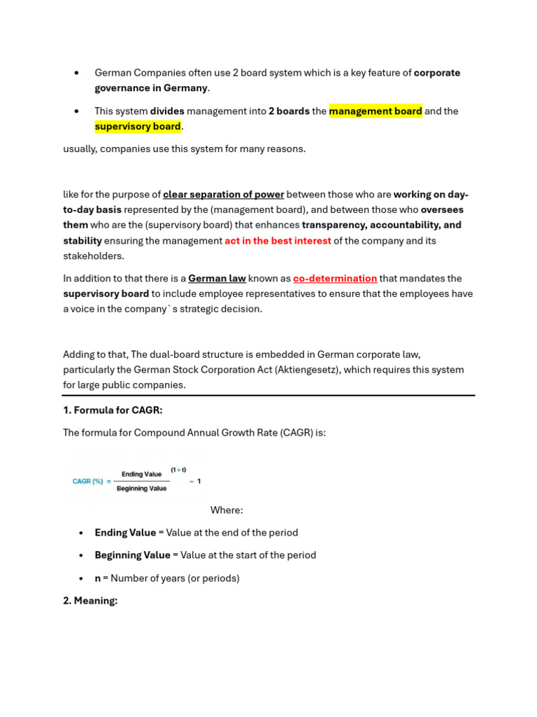 German Companies Often Use 2 Board System Which Is A Key Feature of ...