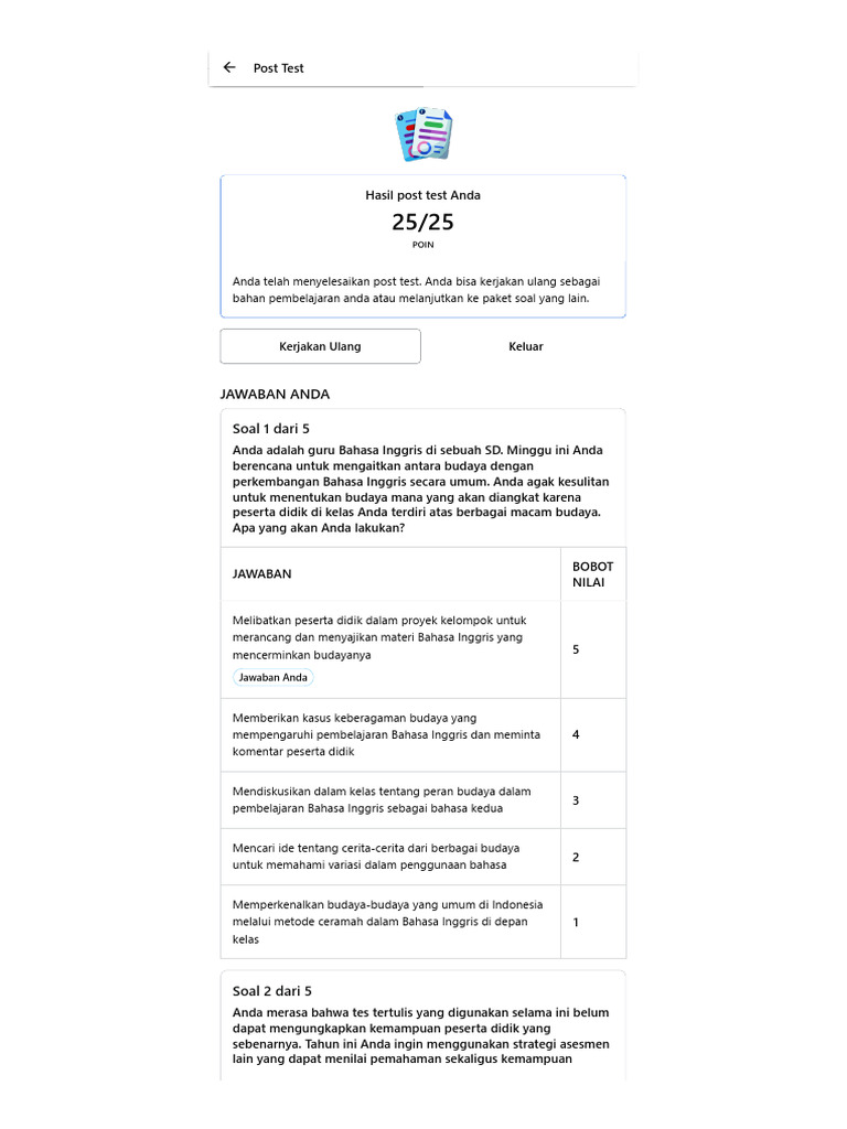 Hasil Post Test 2 | PDF