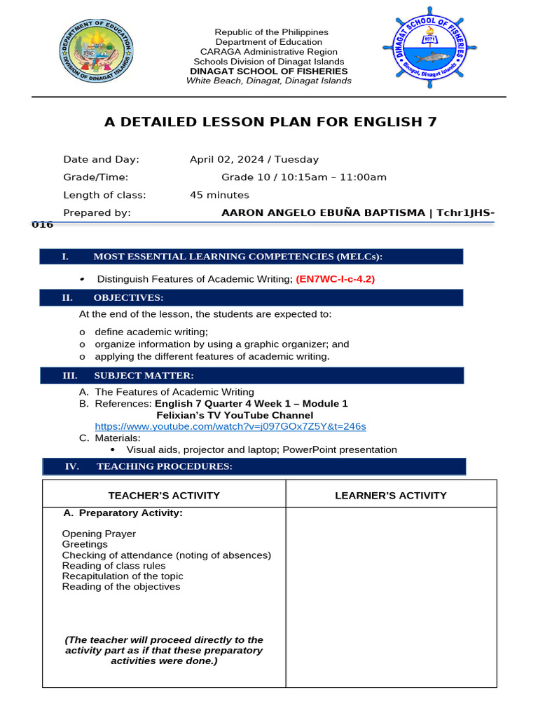 English 7 JHS DLP For Demo Teaching DSOF | PDF