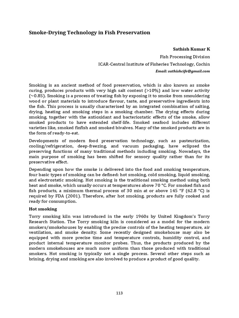 Smoke Drying Technology in Fish Preservation | PDF | Smoking (Cooking ...