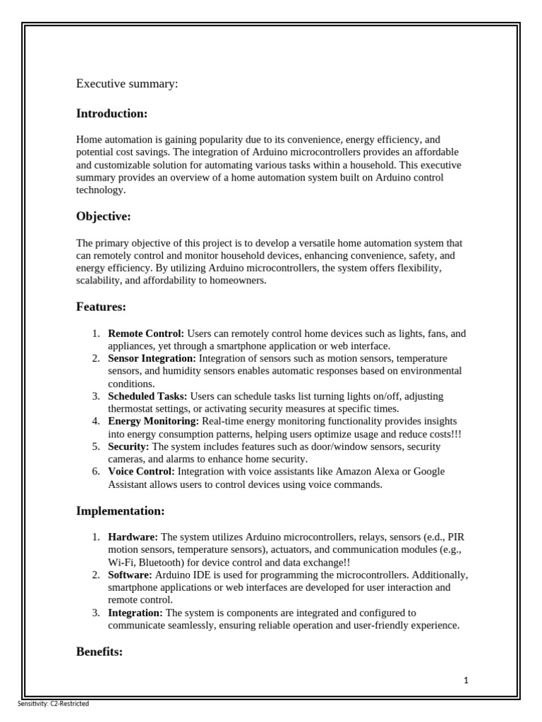 HOME AUTOMATION BASED ON CONTROL SYSTEMS USING ARDUINO Repoat On Pava ...