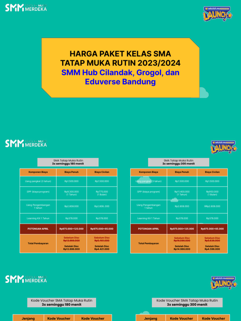 Rincian Biaya SMA Hub Cilandak, Grogol, Dan Eduverse Bandung Tahun ...