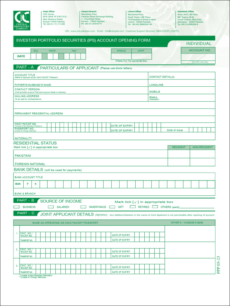 IPS Account Opening Form Individual (1) | PDF