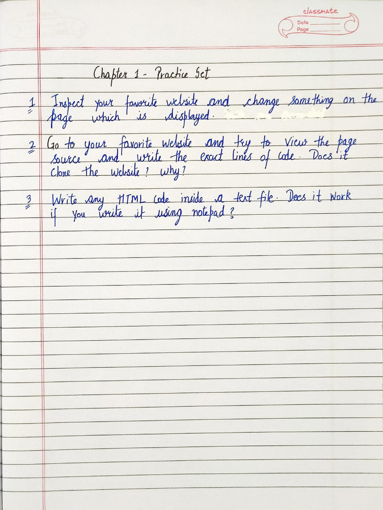 HTML Course Chapter 1 Practice Set | PDF