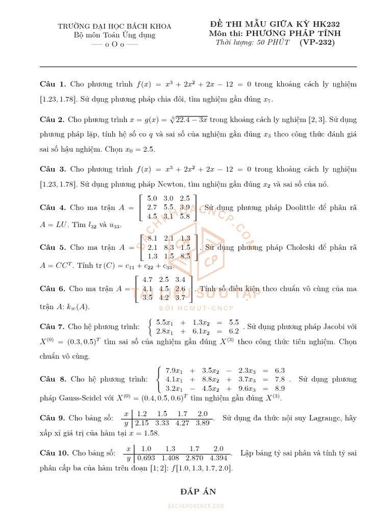 Đề Thi Minh Họa HK232 | PDF