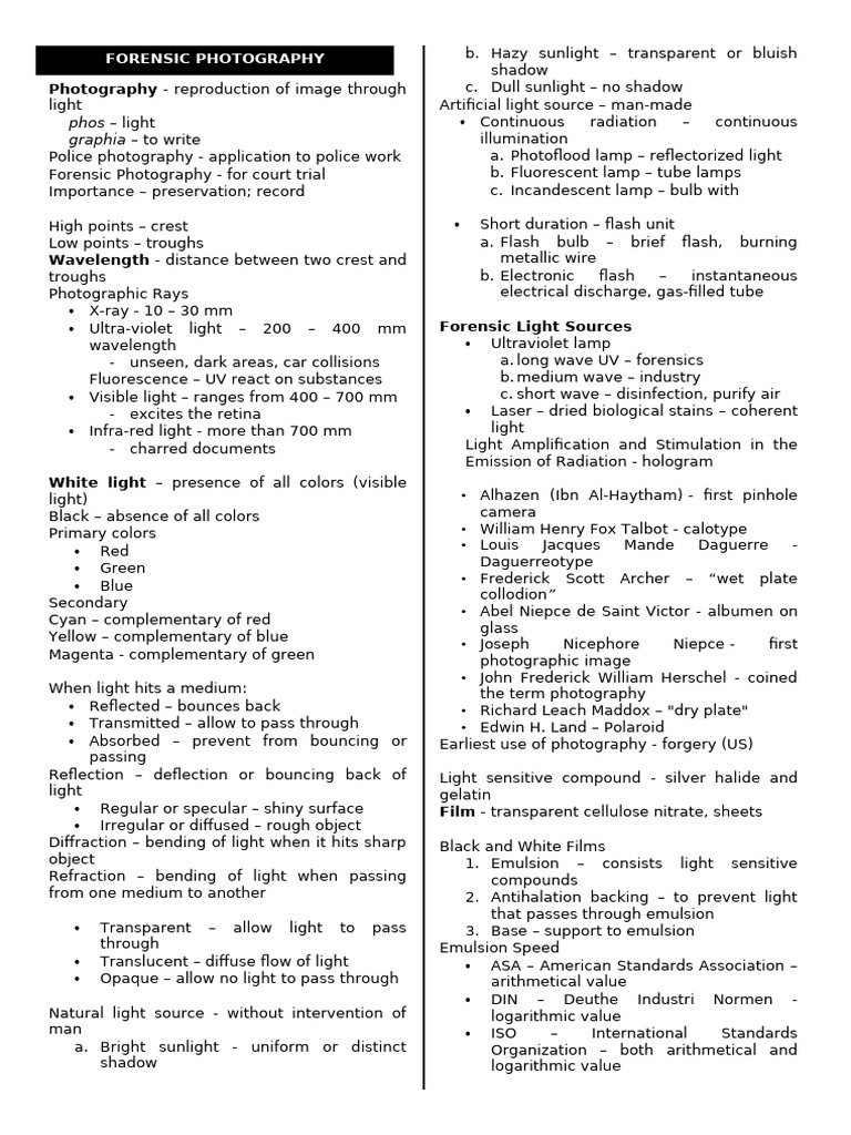 Summary Notes Forensic Science Pdf