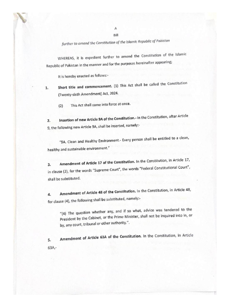 Constitution Amendment Bill (Constitution 26th Amendment Act) | PDF