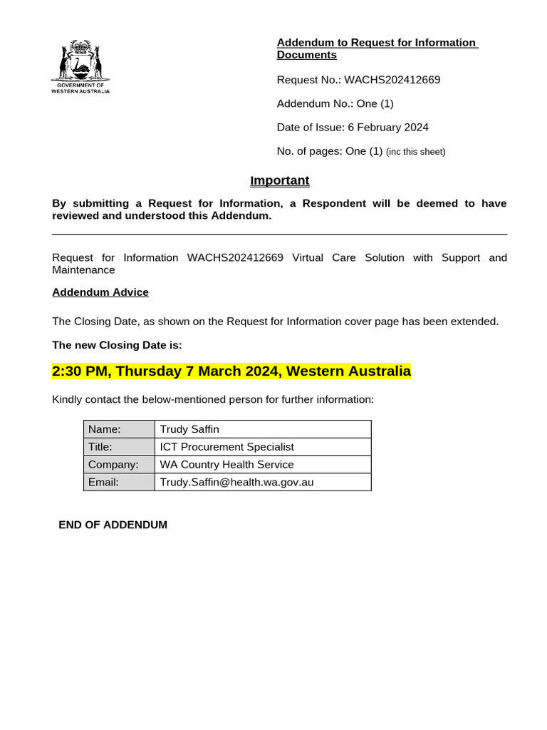 Tender Addendum | PDF