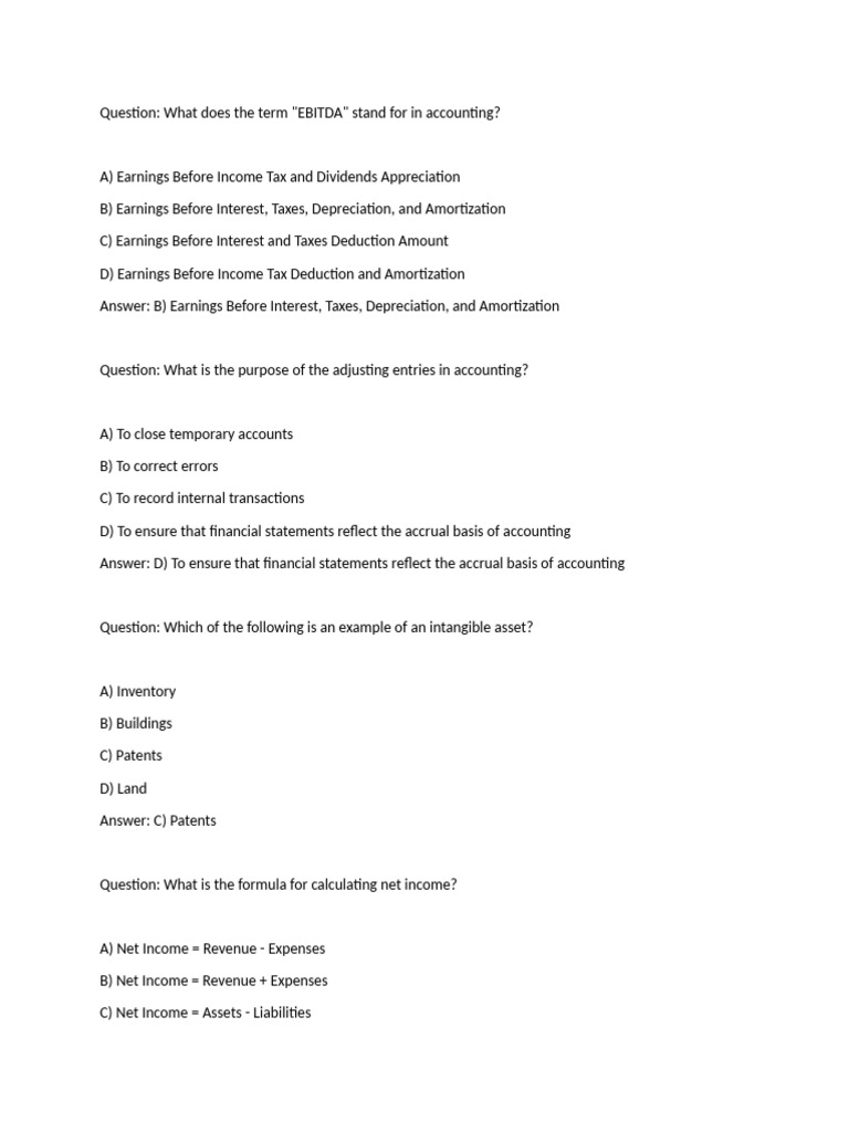 Accounting Principles MCQ | PDF