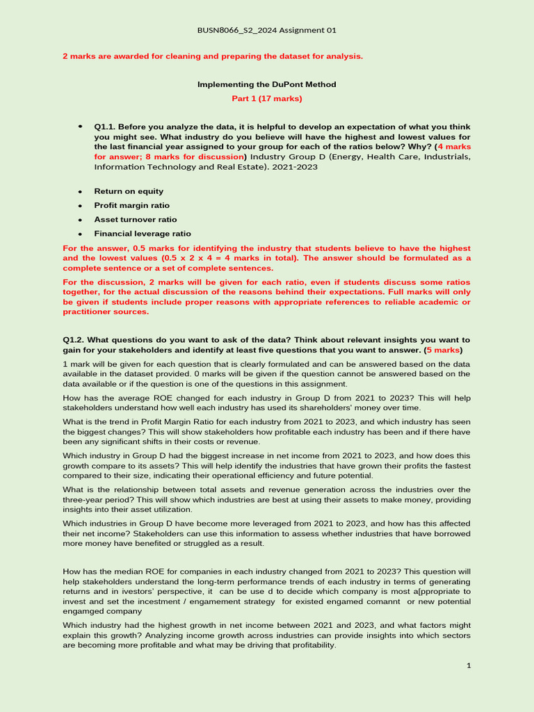 BUSN8066_S2_2024 Assignment 01 - Marking Criteria | PDF