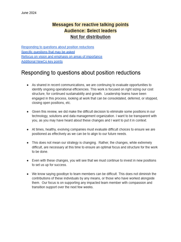 Confidential - Messages For Reactive Talking Points | PDF