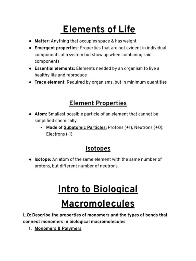 AP Bio Notes (Unit 1) | PDF