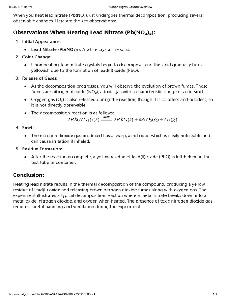 Heat Lead Nitrate | PDF