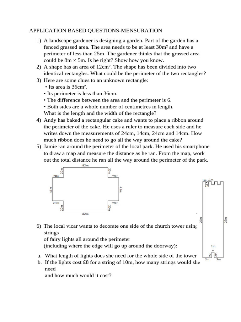 5) Application Based Questions-Mensuration | PDF