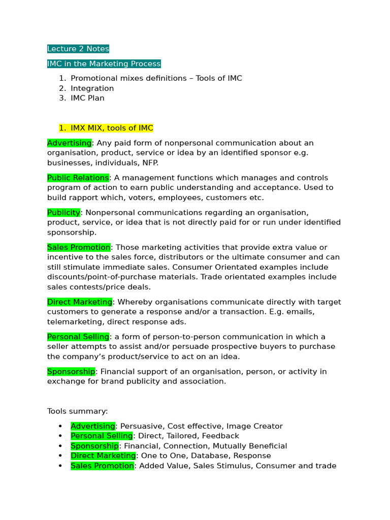 IMC Notes Weeks 1-6 | PDF