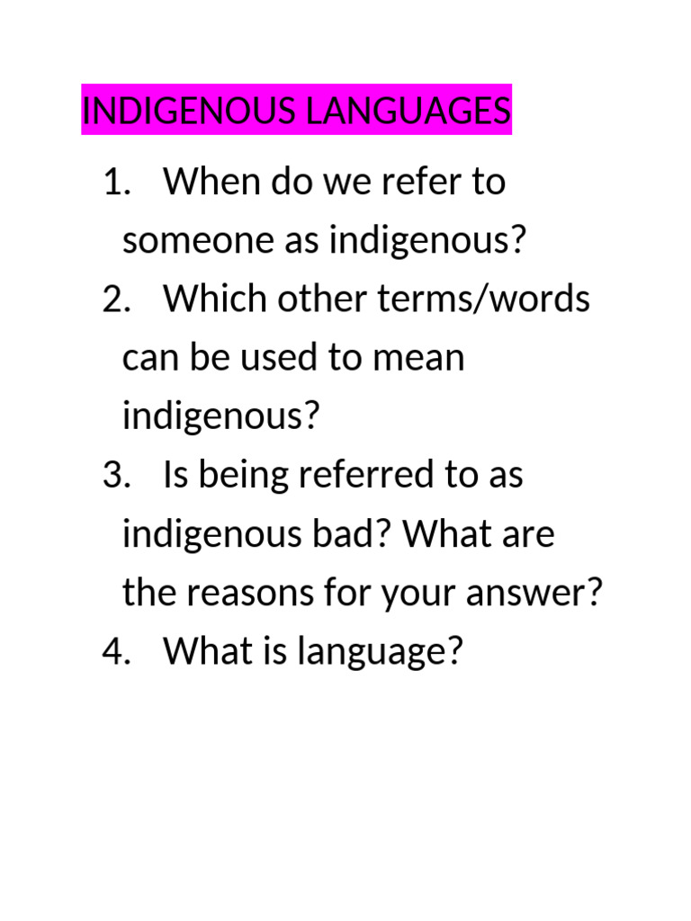 INDIGENOUS LANGUAGES Basic Discussive Issues Year 1 2024 | PDF