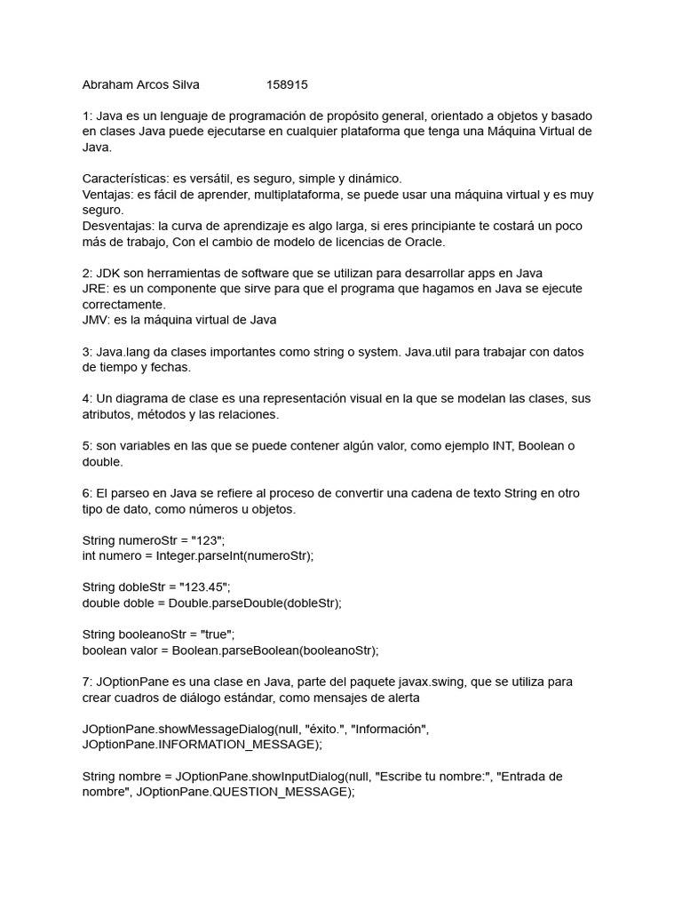 Examen 3 Parcial Java | PDF