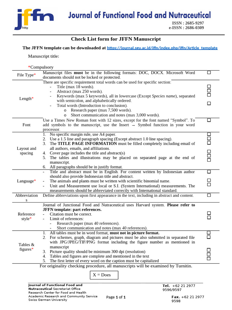 Checklist (JFFN) | PDF