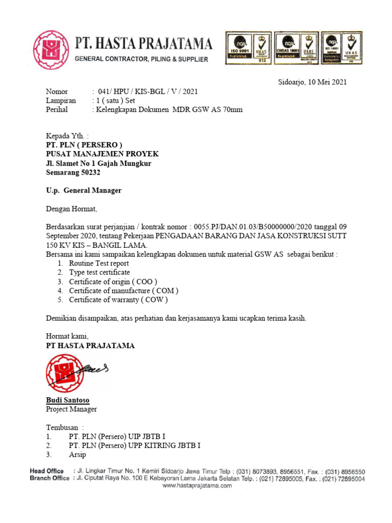 Surat Permohnan MDR GSW | PDF
