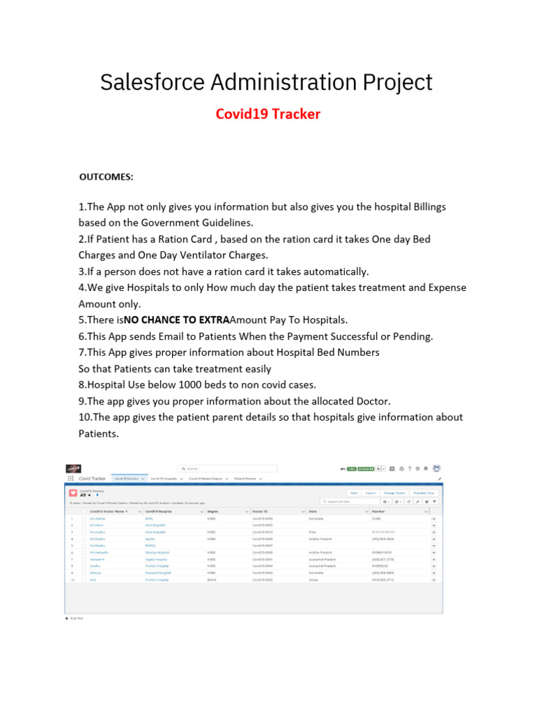 Salesforce Administration Project: Covid19 Tracker | PDF