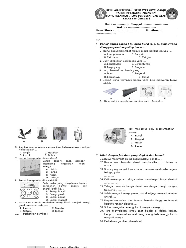 SOAL IPA Kls 4 | PDF