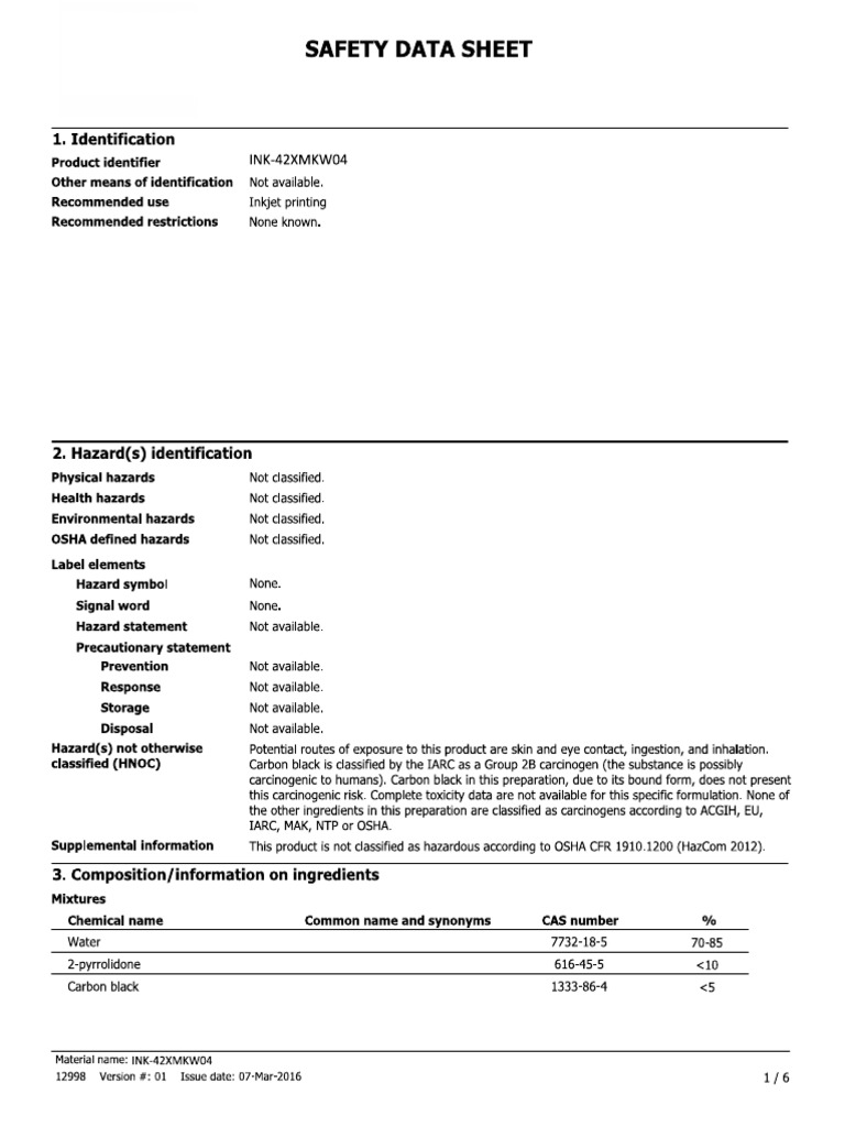 Ink-42xmkw04 MSDS | PDF