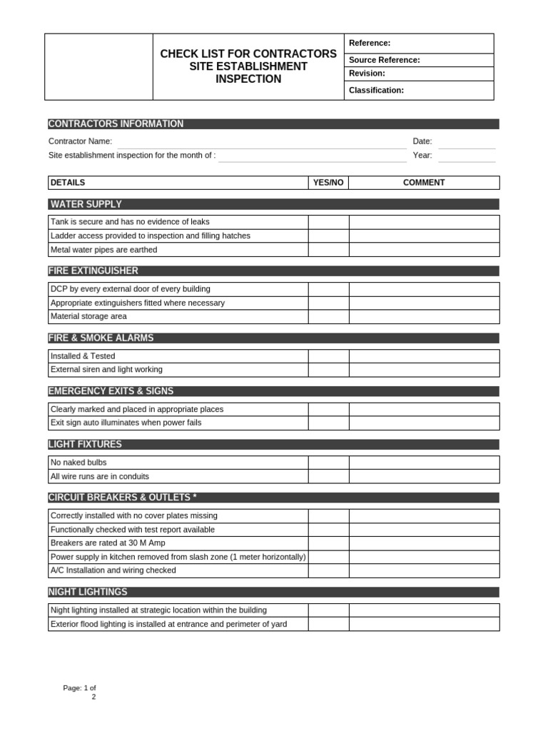 TSF Inspection Checklist | PDF