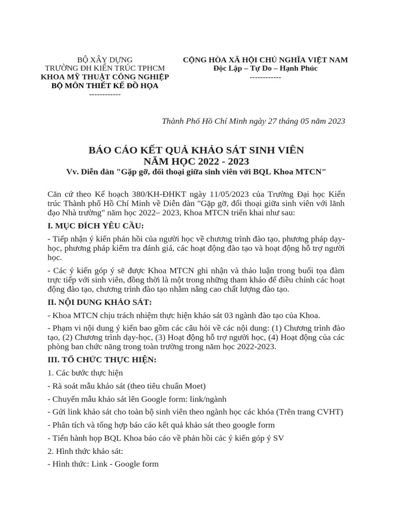 2021-2022 - TKDH - Bao Cao Ket Qua Khao Sat SV | PDF