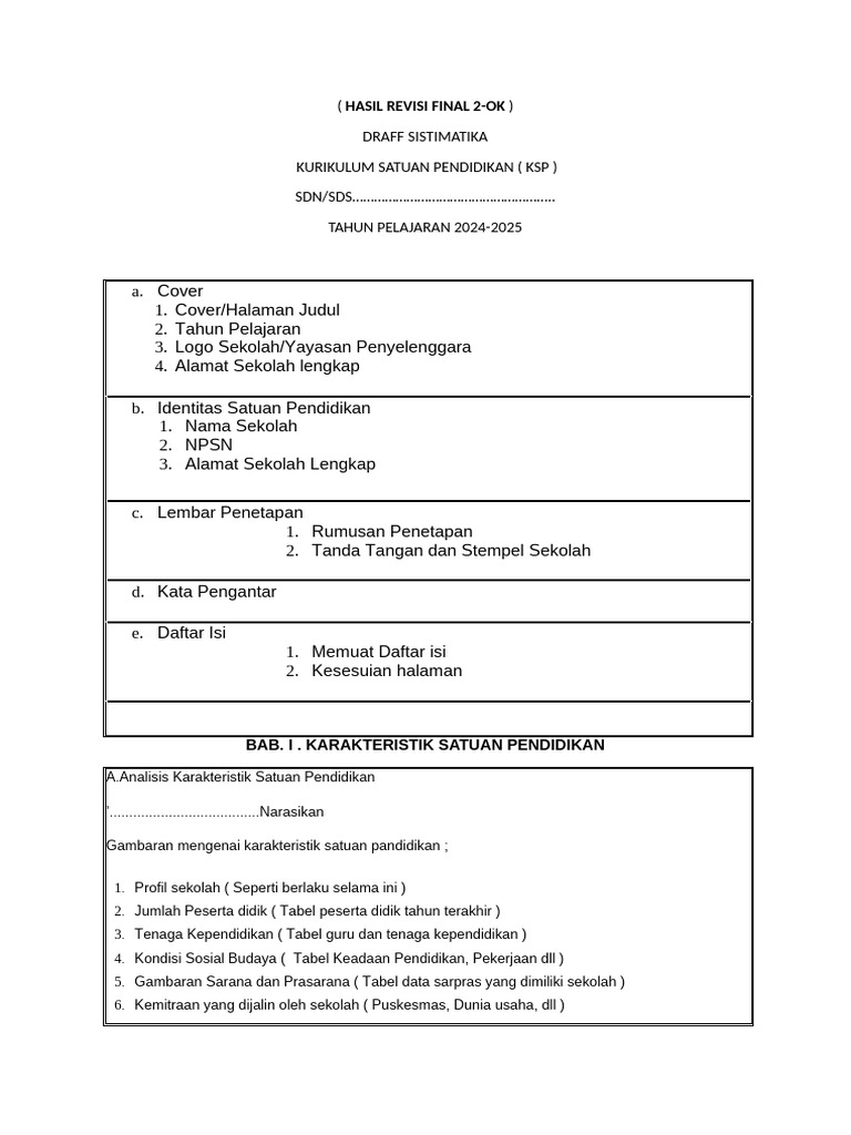 Draff Sistimatika-kurikulum Merdeka 2024-2025-Revisi Final 2-Ok | PDF