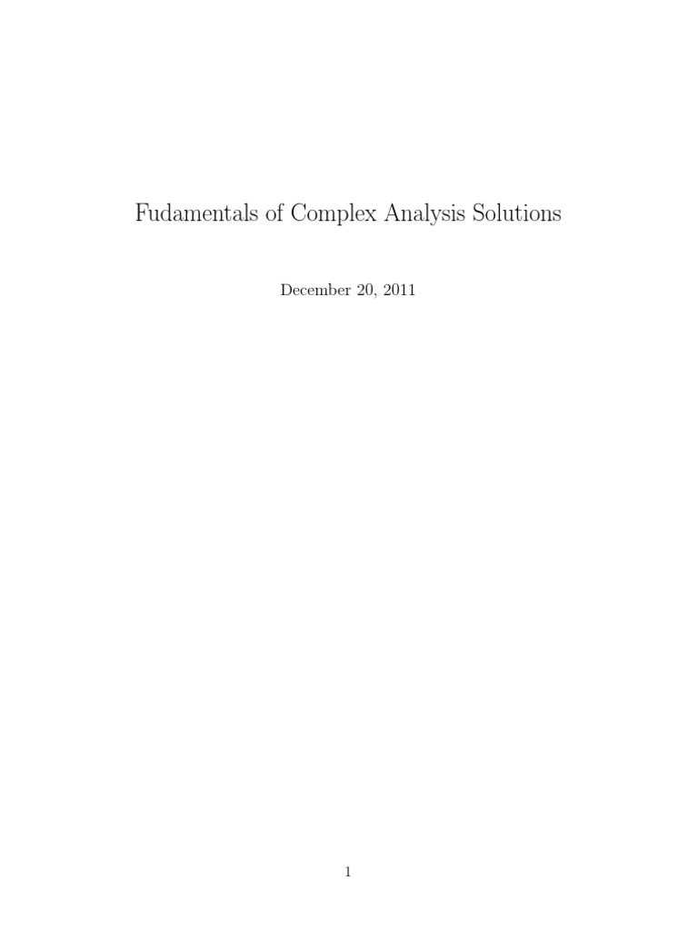Fundamentals of Complex Analysis | PDF