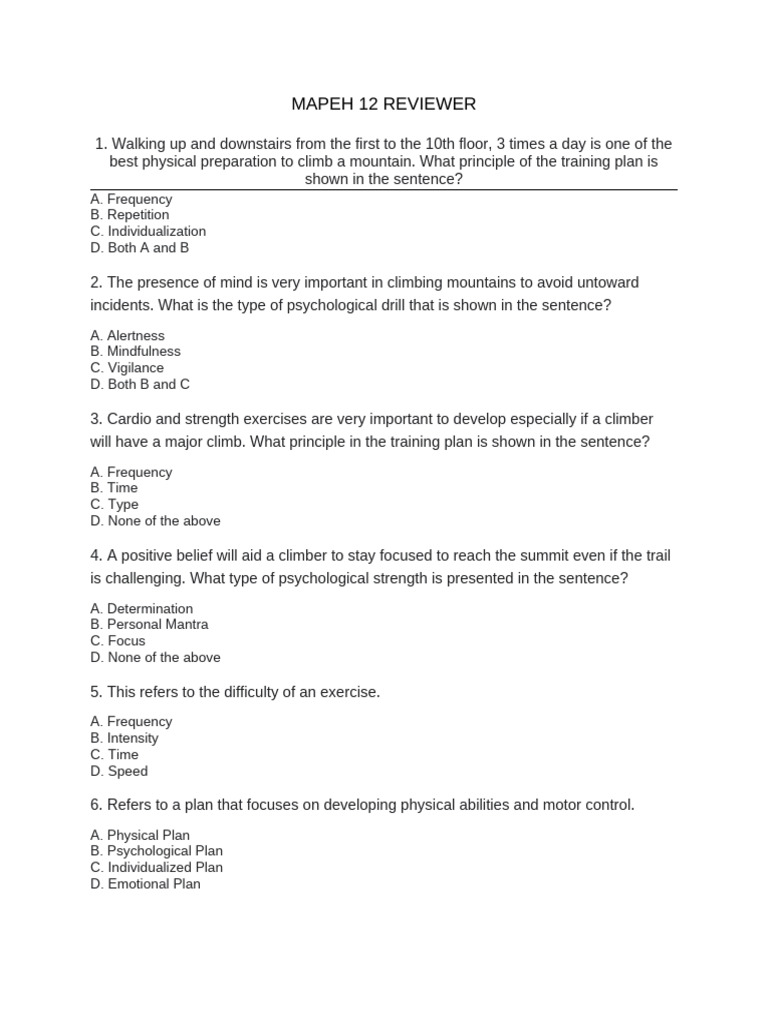Mapeh 12 Reviewer. | PDF
