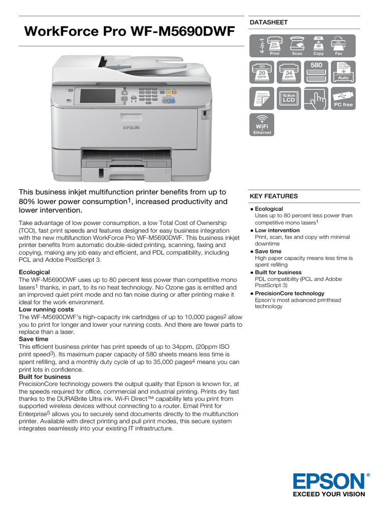 Epson WF m5690dwf PDF | PDF | Image Scanner | Printer (Computing)
