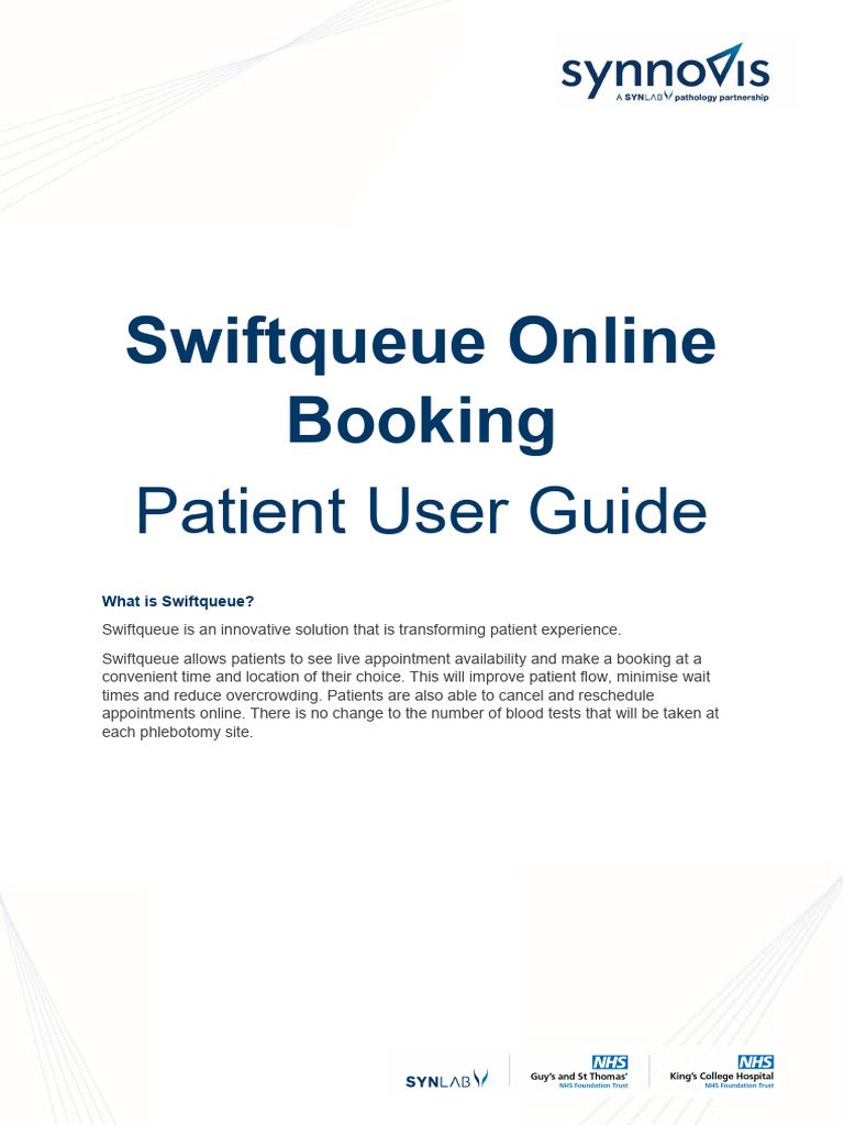 Swiftqueue Online Booking Patient User Guide | PDF