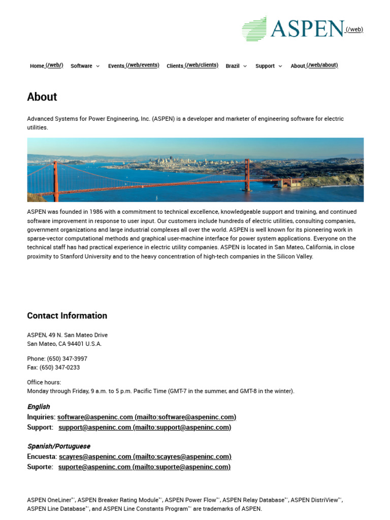 ASPEN Software For Electric Utilities - ASPEN, Inc. | PDF