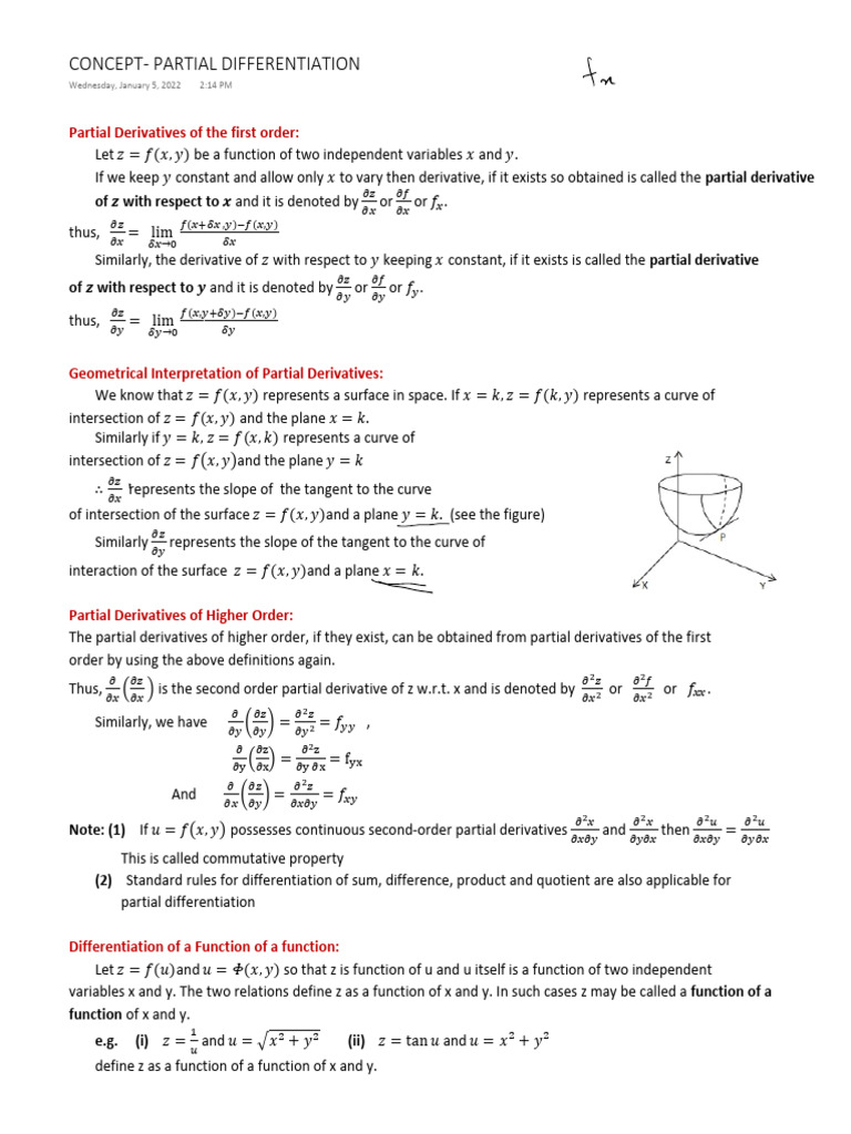 1.CONCEPT- PARTIAL DIFFERENTIATION | PDF