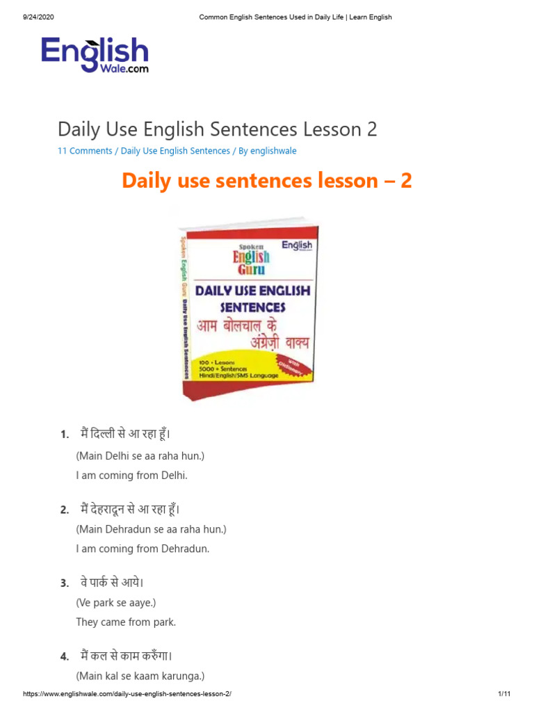 Common English Sentences Used in Daily Life _ Learn English | PDF