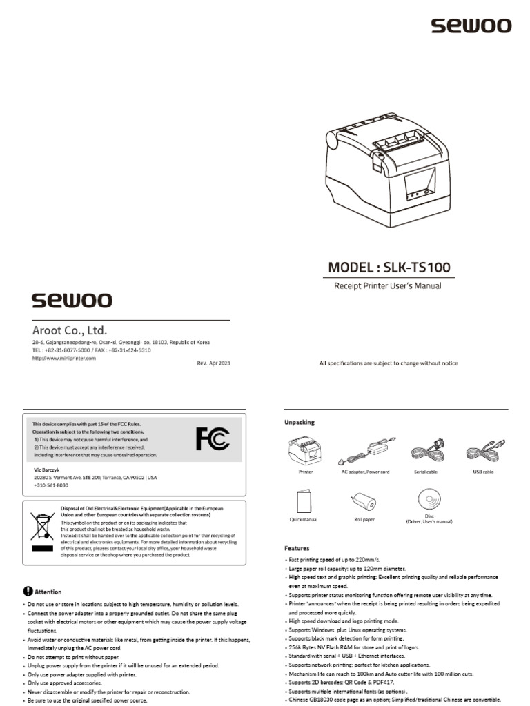 SLK-TS100 Users Manual - Eng - 2304 | PDF
