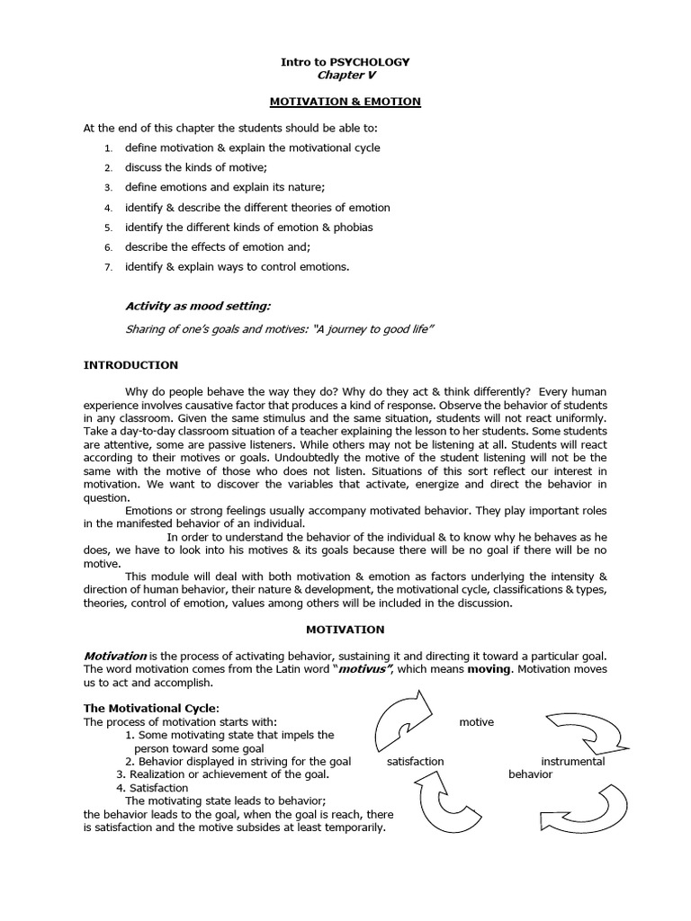 Module Motivation and Emotion | PDF
