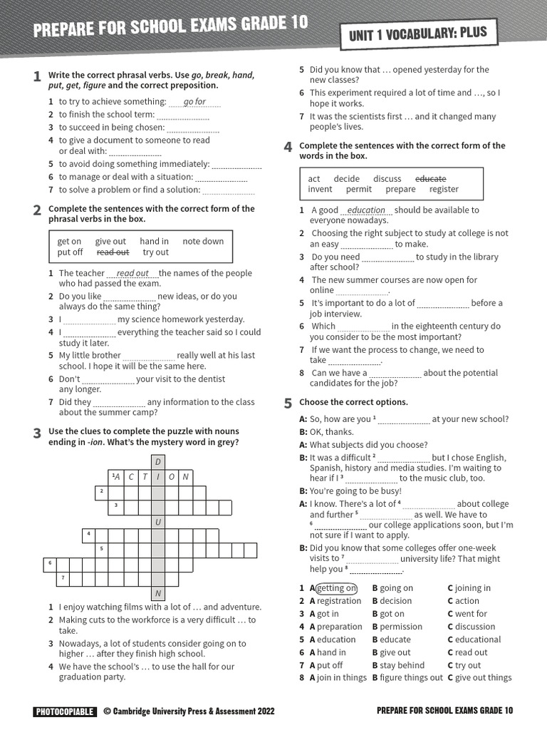 Unit 01 Prepare Grade-10 Vocabulary Plus | PDF