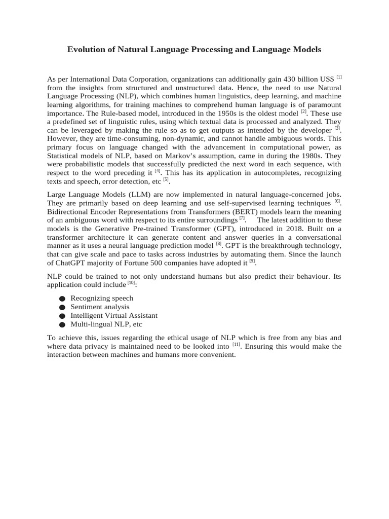 CT V1 Sanak Evolution of NLP | PDF