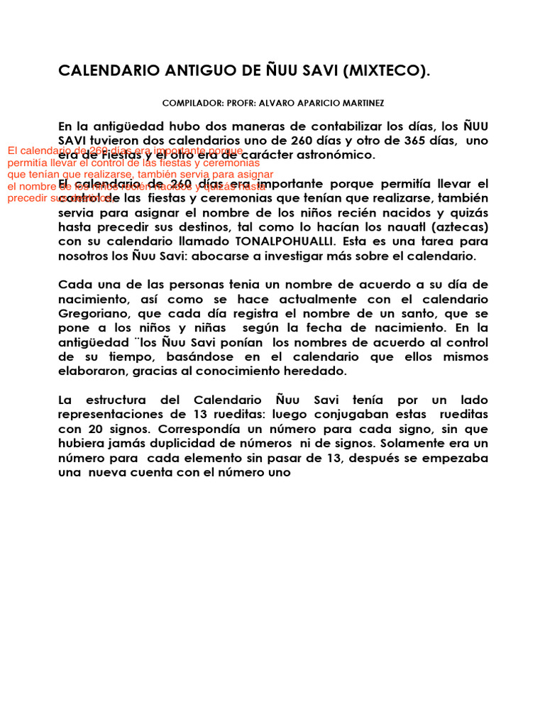 Calendario Antiguo de Ñuu Savi (Mixteco) .: Compilador: Profr: Alvaro ...