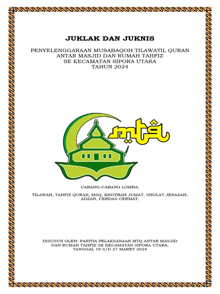 Juklak Dan Juknis MTQ 2024 | PDF