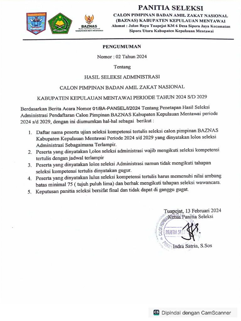 Pengumuman Hasil Kelulusan Administrasi | PDF