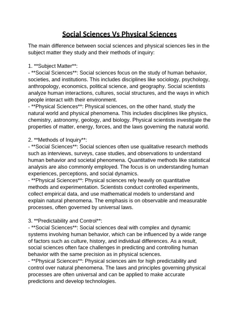 Lecture 1 Social Sciences Vs Physical Sciences | PDF