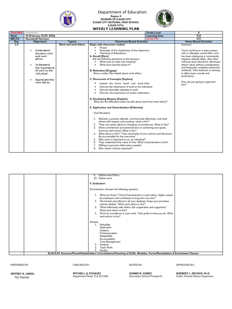 LP - Work and Work Ethics | PDF | Learning | Cognition