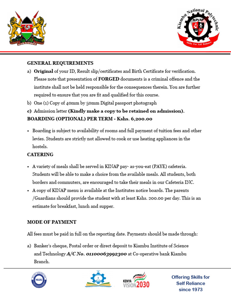 Kinap Admission Requirements September 2024 | PDF | Drawing | Home & Garden