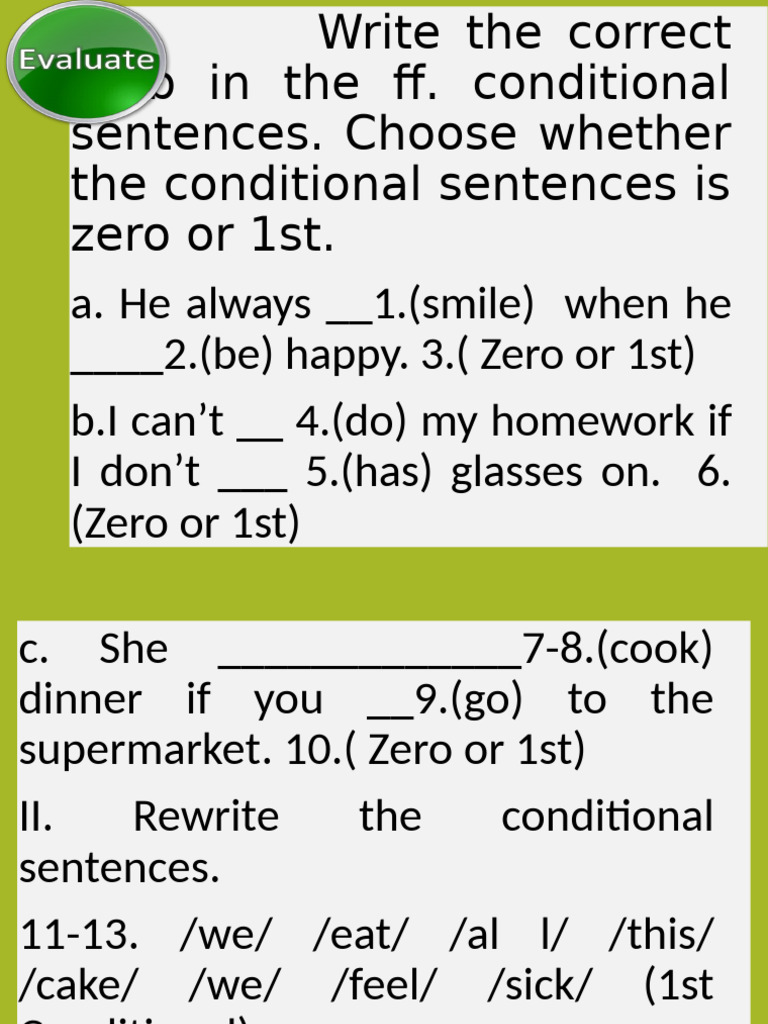 First Zero Conditional Pdf