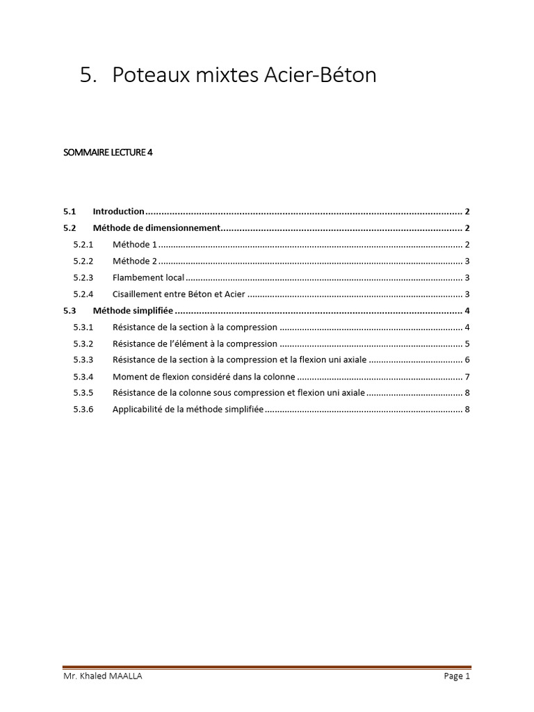 Poteaux Mixte Cours | PDF | Résistance des matériaux | Flambage