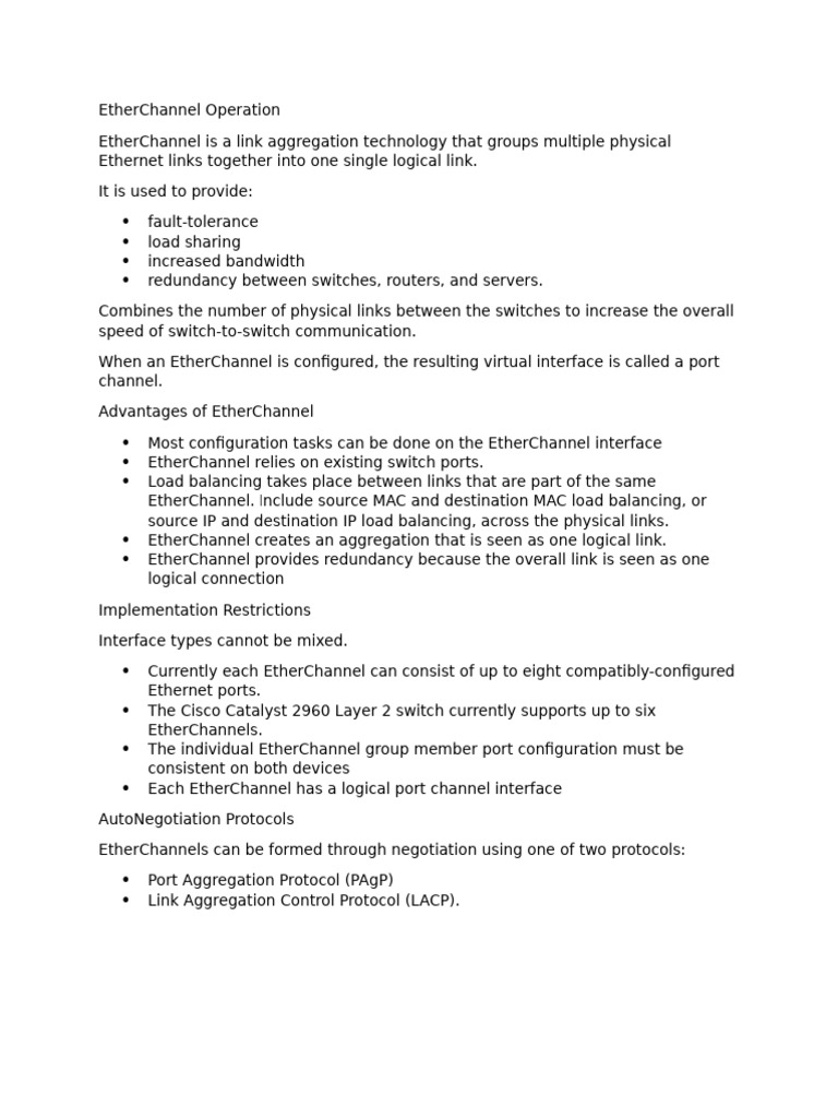 EtherChannel Operation | PDF