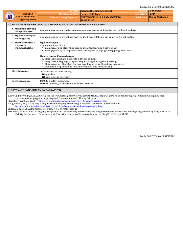 DLL Matatag - Epp 4 Q1 W4 | PDF
